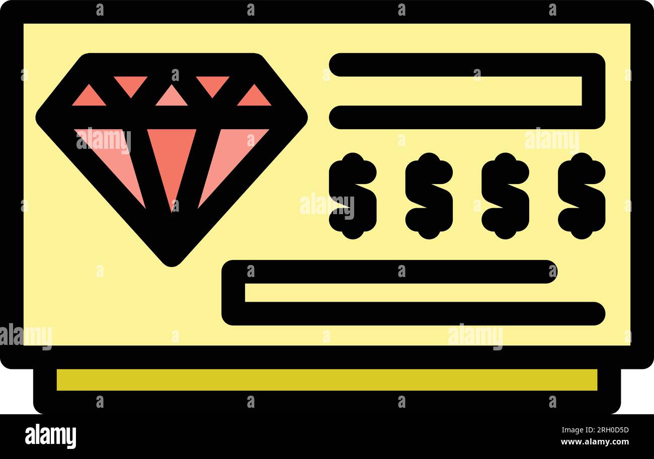 Diamond prize icon outline vector. Draw box. Win online color flat ...