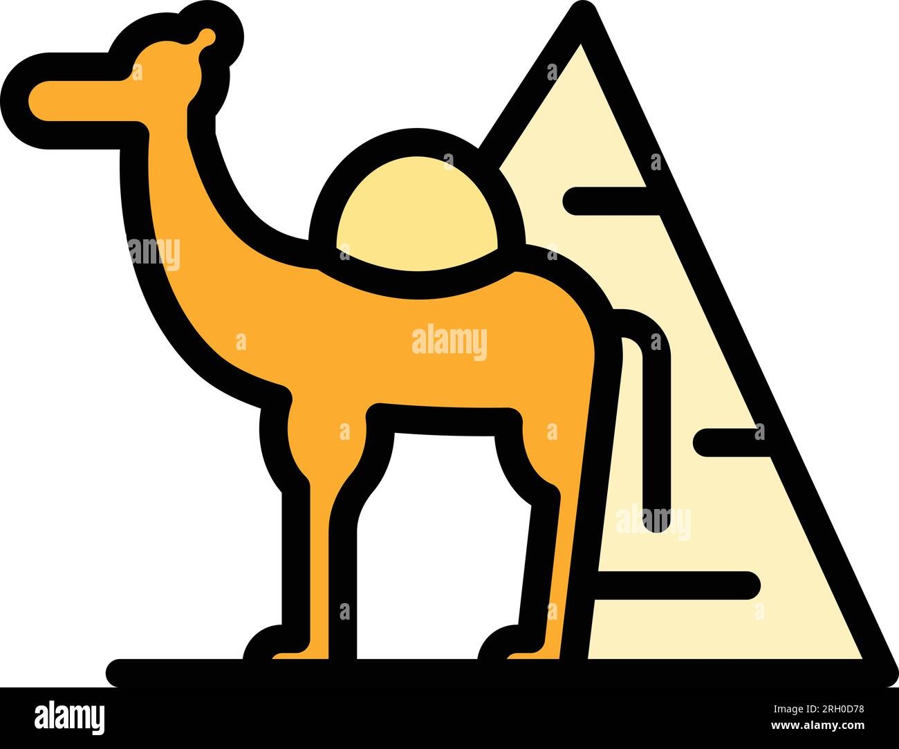 Pyramid camel icon outline vector. Cairo desert. Giza sand color flat ...