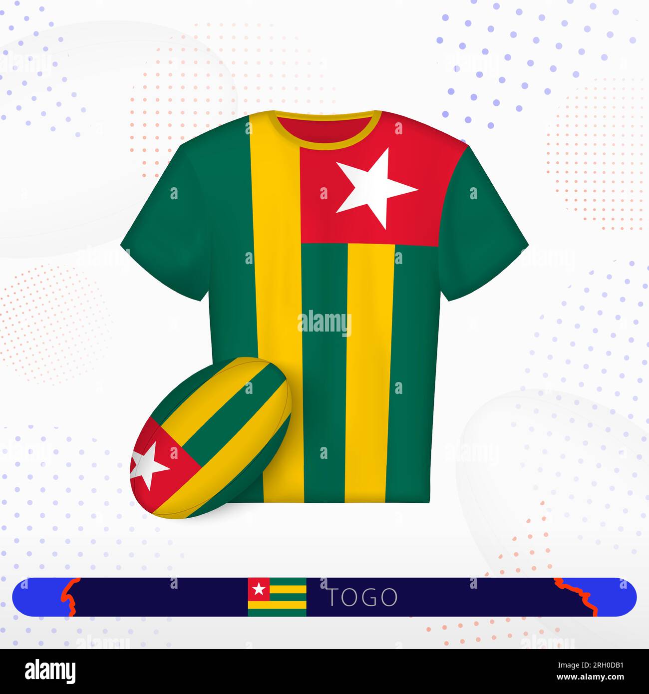 Togo rugby jersey with rugby ball of Togo on abstract sport background ...