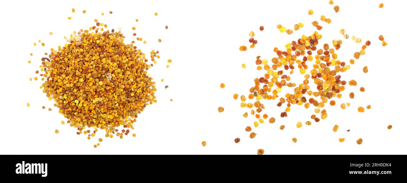 fresh bee pollen isolated on white background. Top view. Flat lay Stock ...