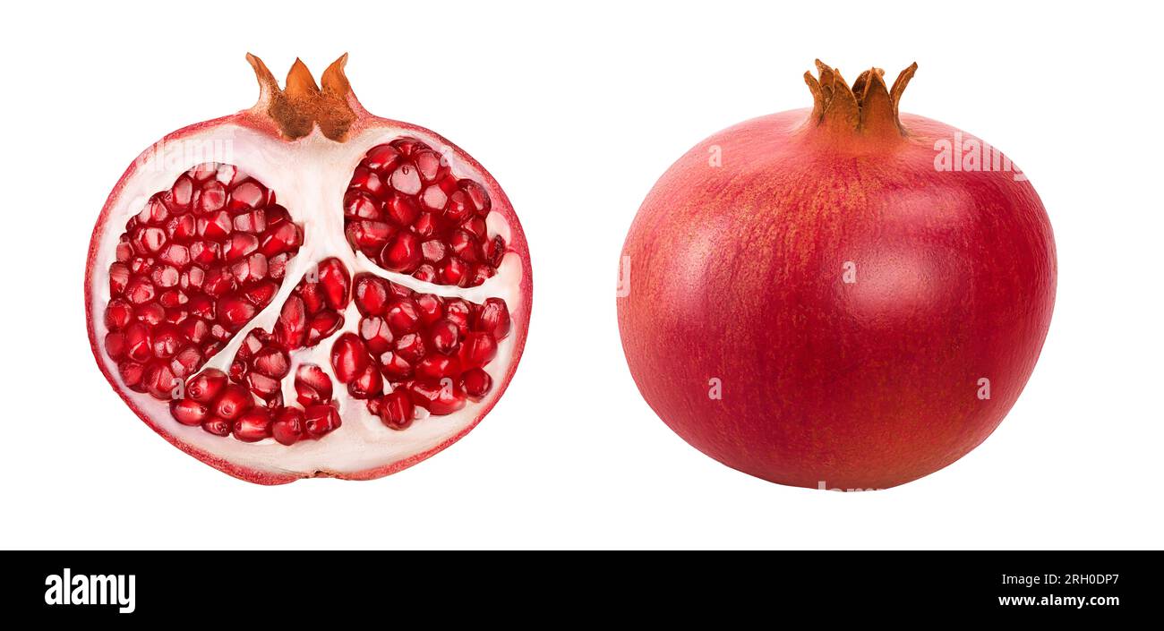 Pomegranate half isolated on white background with full depth of field ...