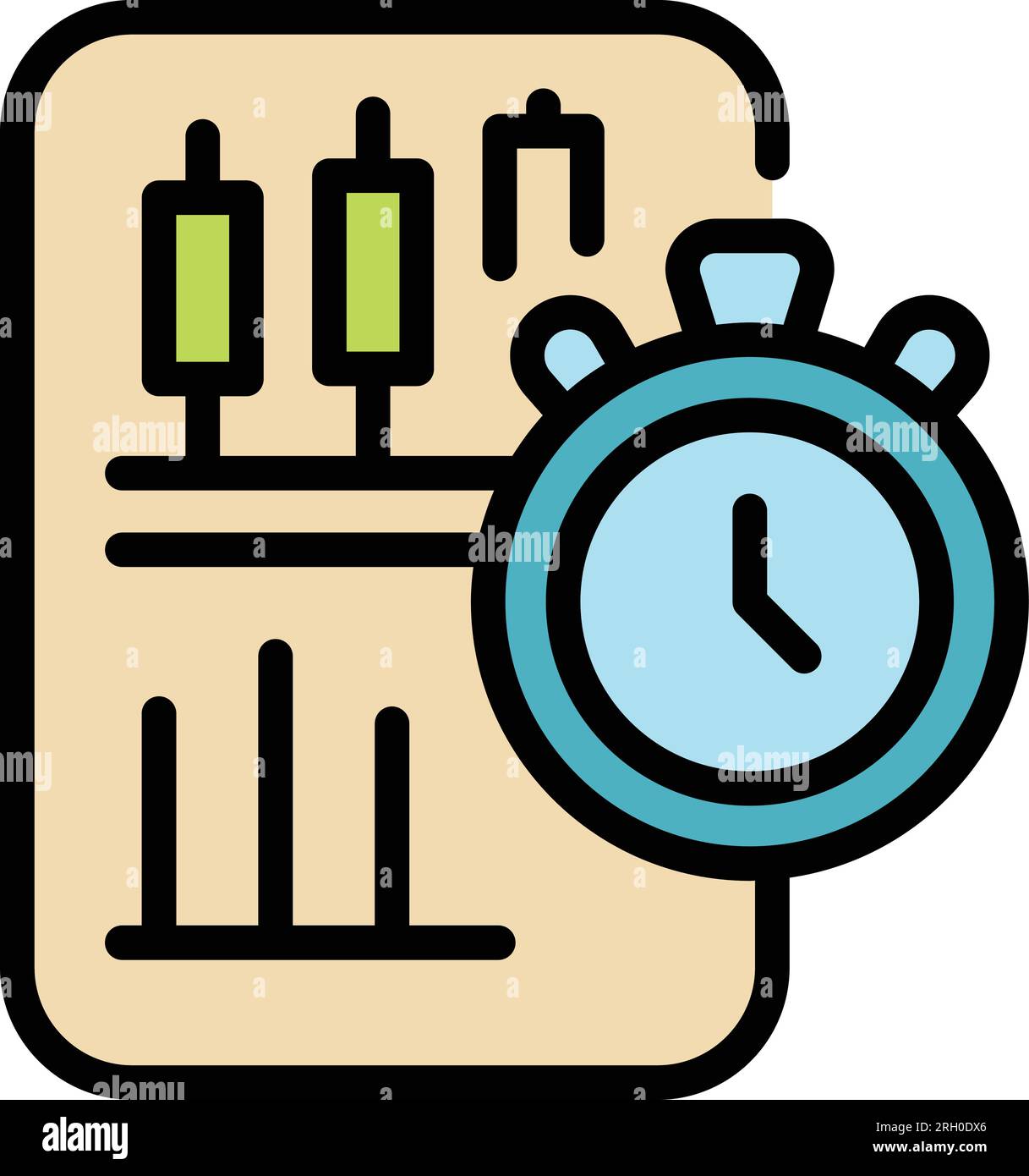 Time data icon outline vector. Graph research. Chart market color flat ...