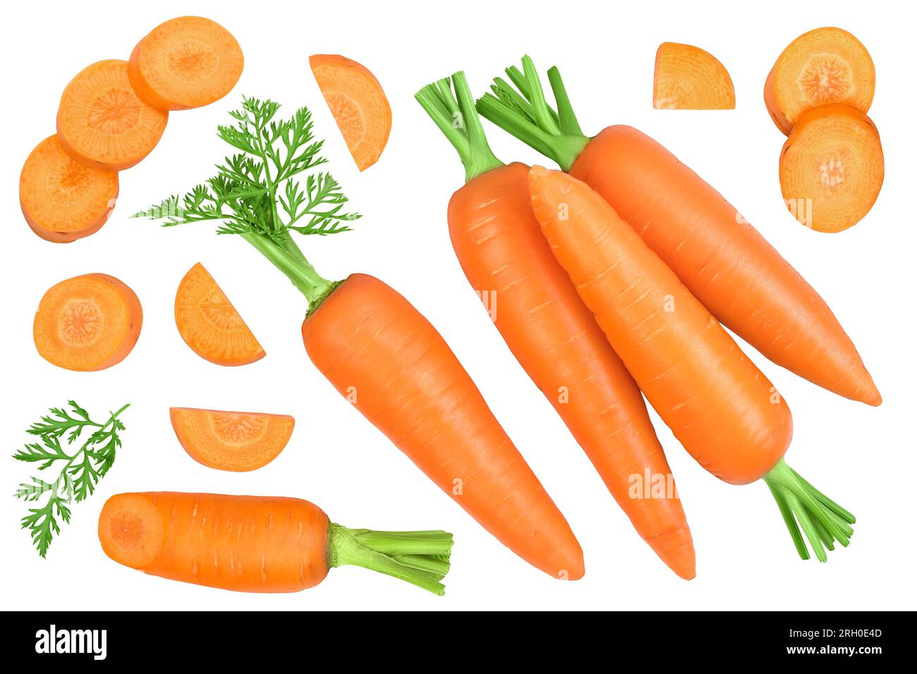 Carrot isolated on white background with full depth of field. Top view ...