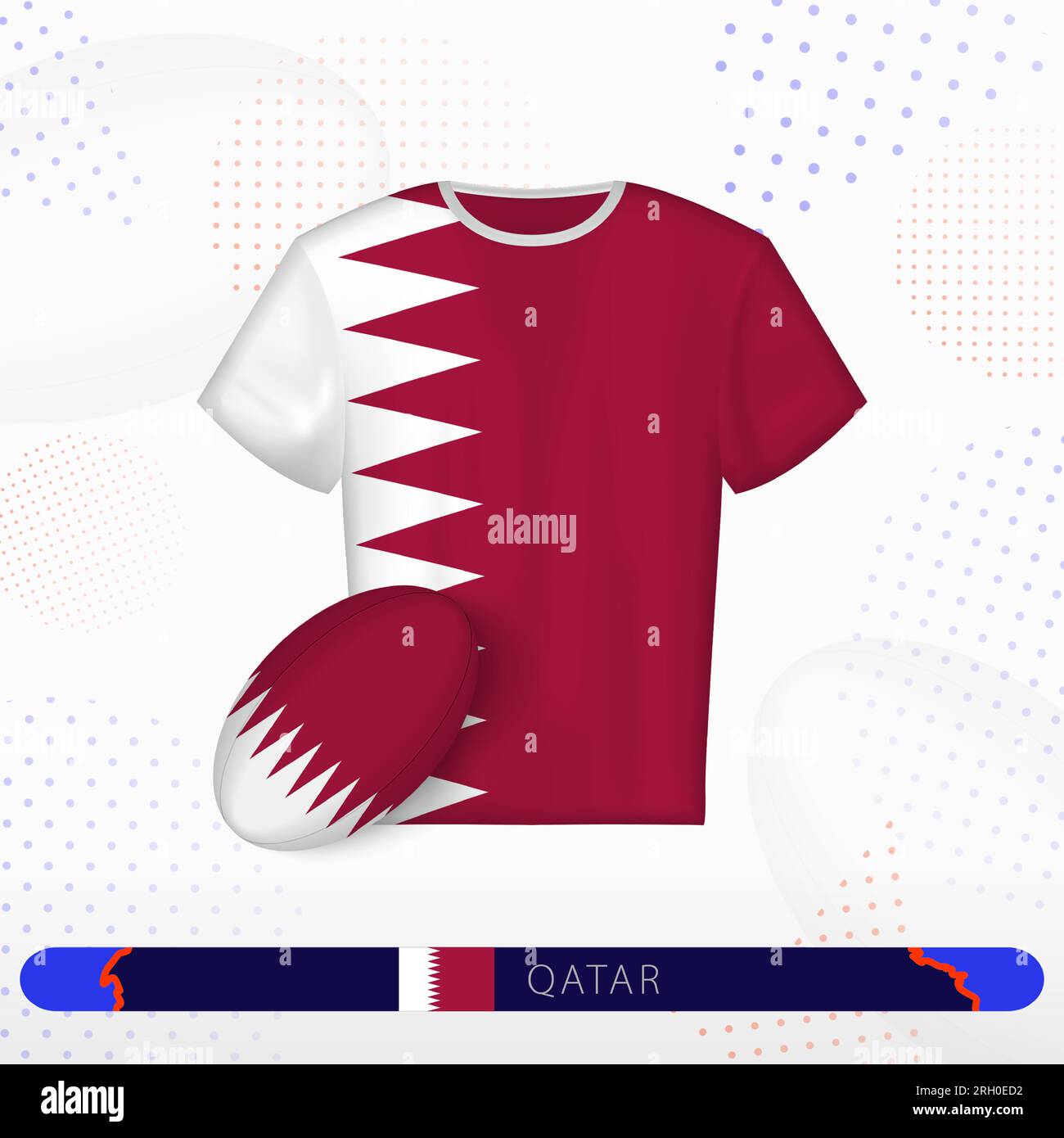 Qatar rugby jersey with rugby ball of Qatar on abstract sport ...