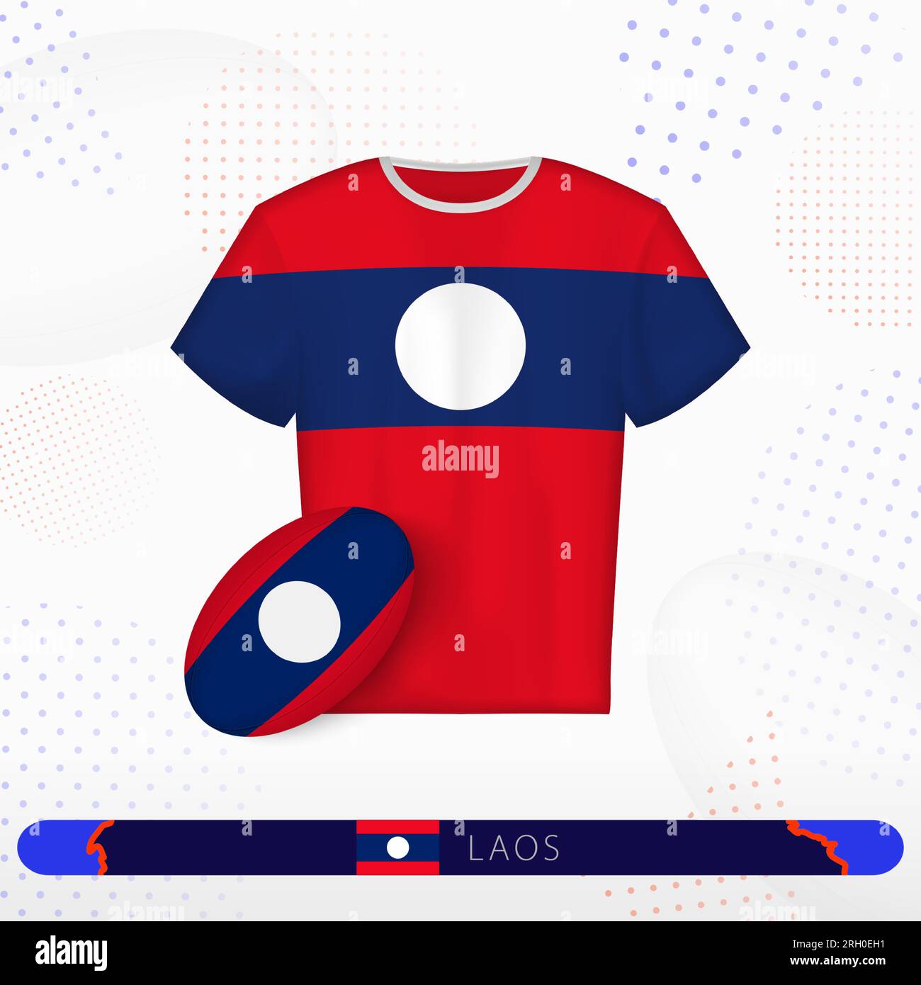 Laos rugby jersey with rugby ball of Laos on abstract sport background ...
