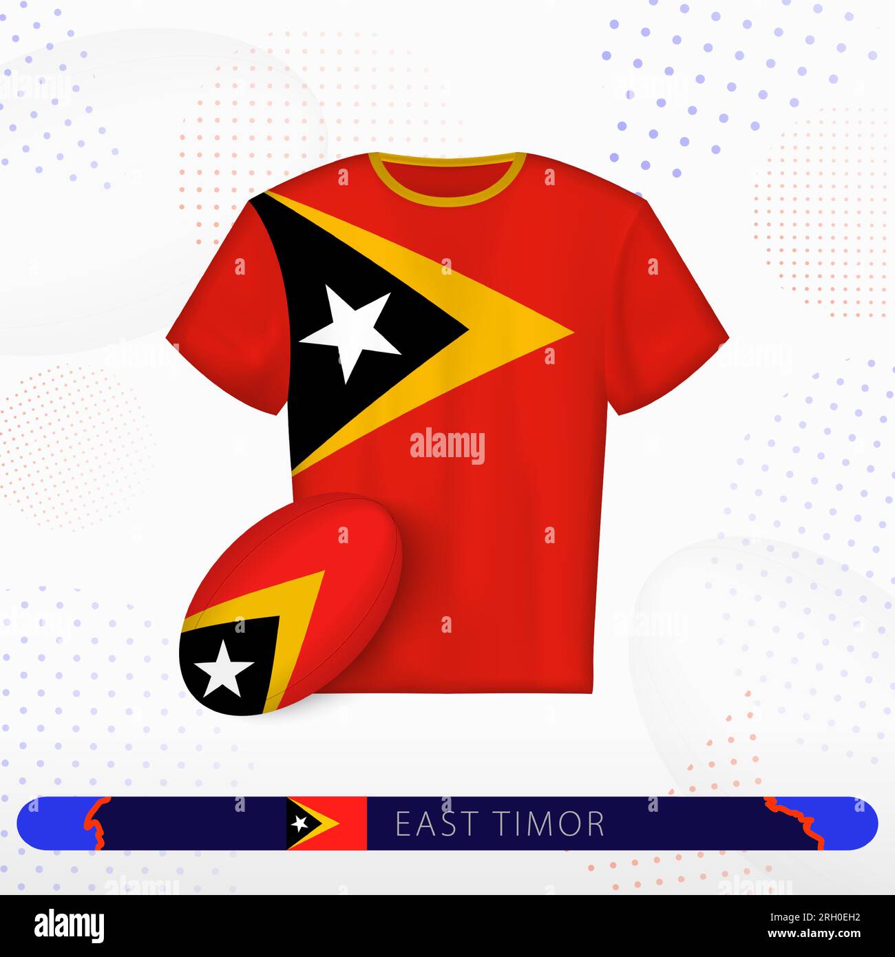East Timor rugby jersey with rugby ball of East Timor on abstract sport ...