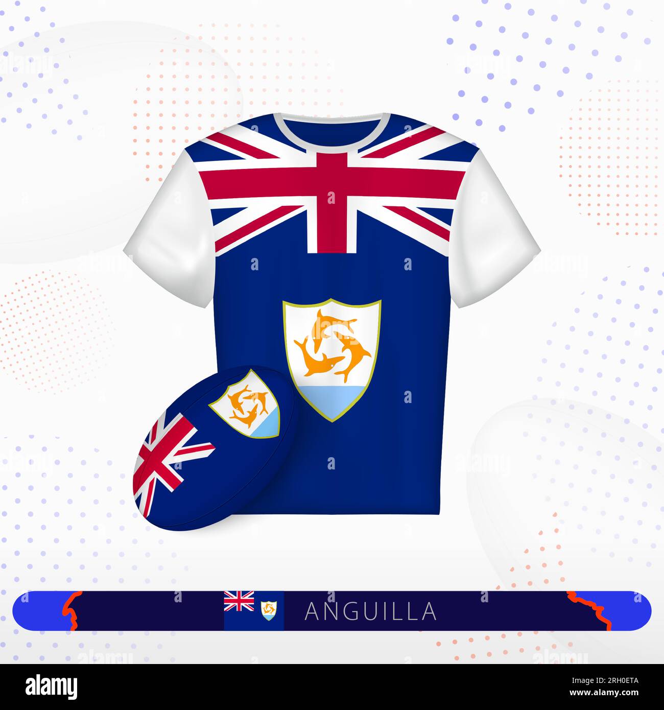 Anguilla rugby jersey with rugby ball of Anguilla on abstract sport ...
