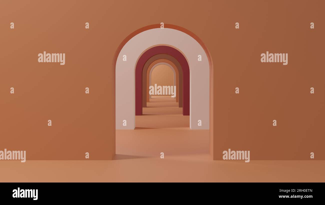 Arched corridor simple geometric background, architectural corridor ...