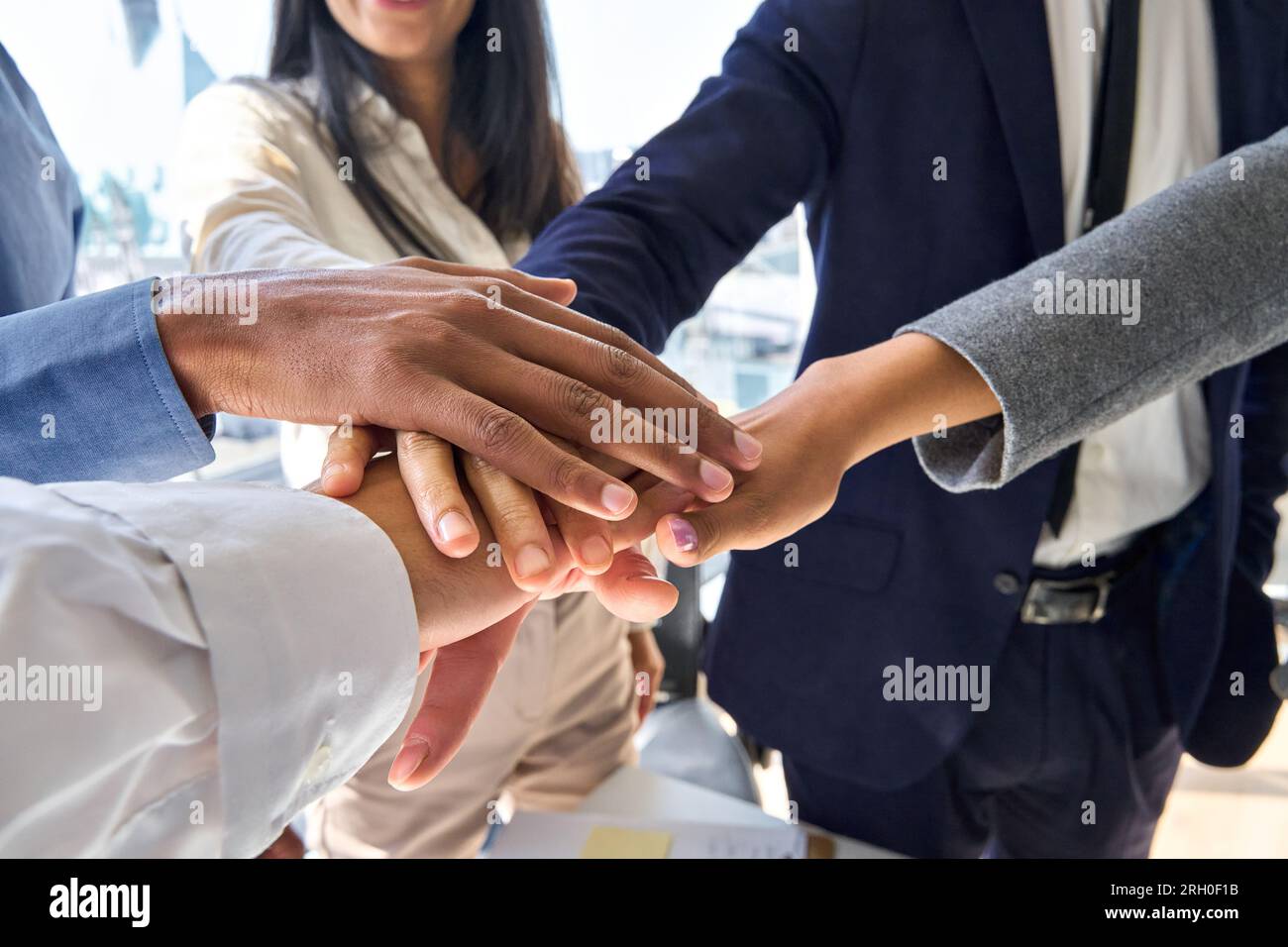 Diverse group people hands pile hi-res stock photography and images - Alamy
