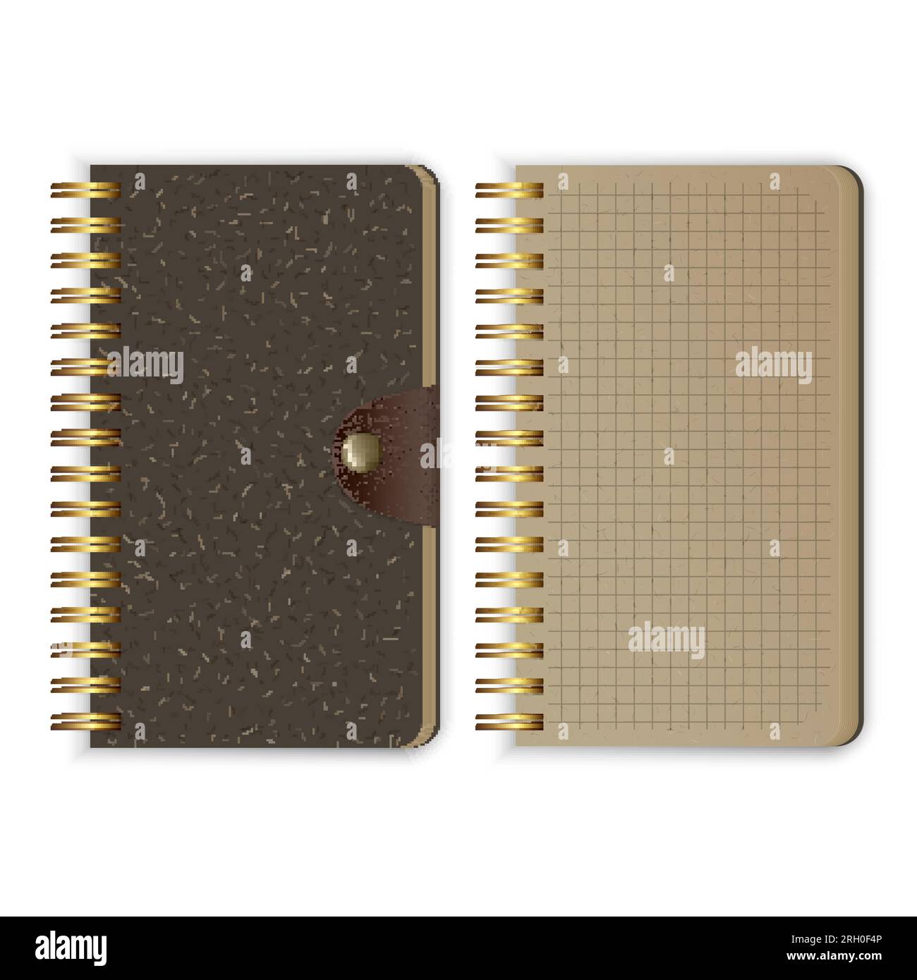 Set Of Realistic Notebook Blank Open And Closed Spiral Binder