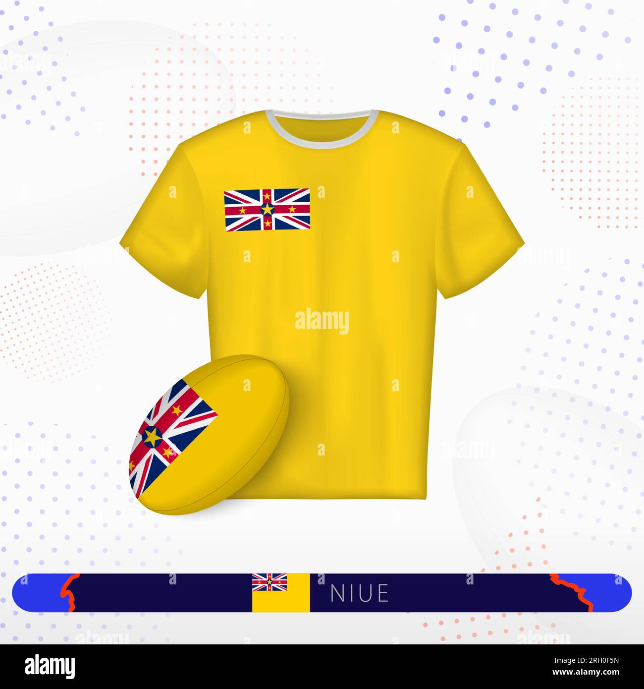 Niue rugby jersey with rugby ball of Niue on abstract sport background ...