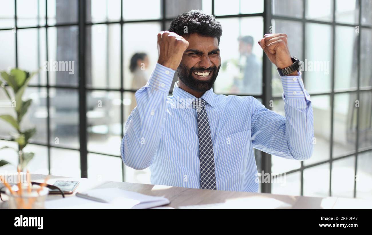 Businessman celebrating achievement man receive hi-res stock ...