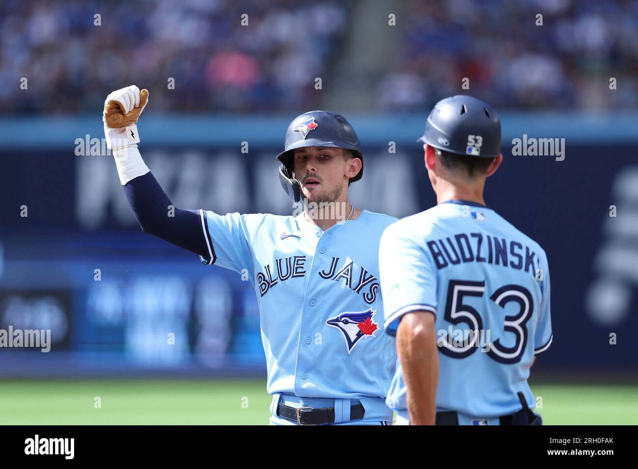 TORONTO, ON - AUGUST 12: Toronto Blue Jays second baseman Cavan Biggio ...