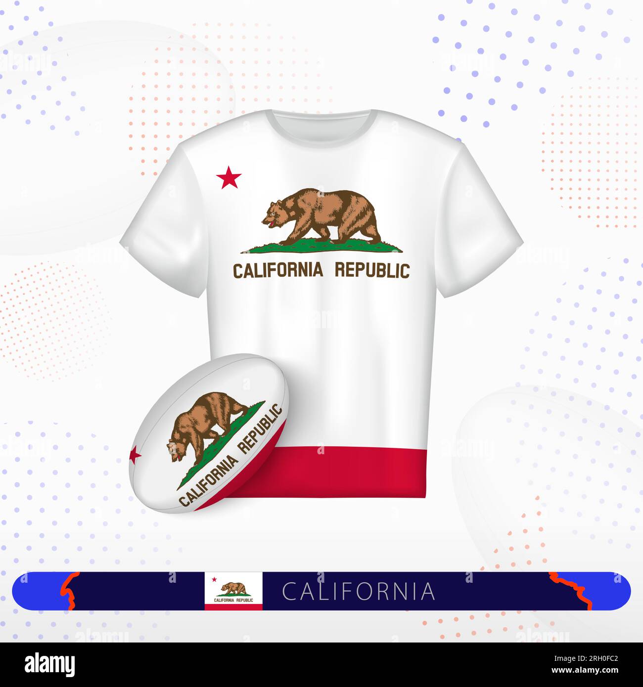 California rugby jersey with rugby ball of California on abstract sport ...