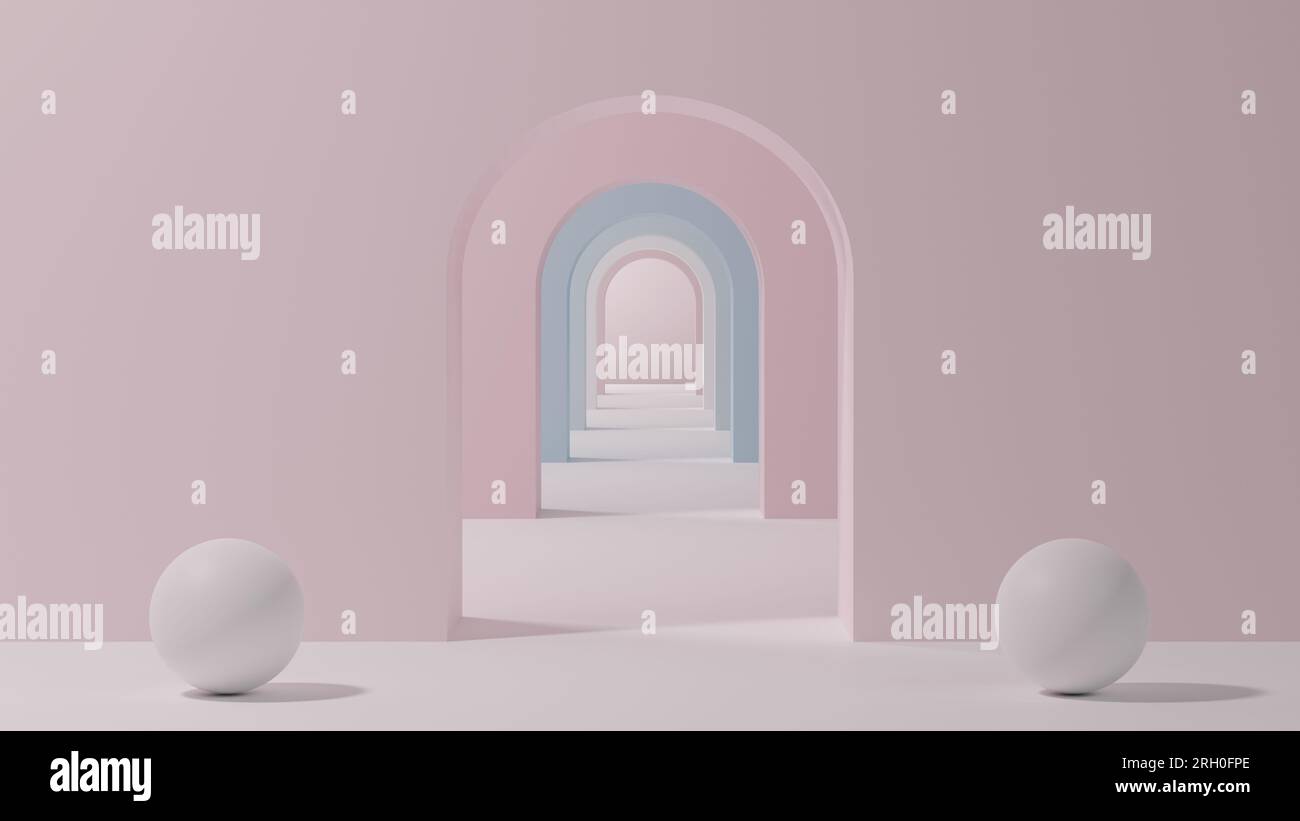 Arched corridor simple geometric background, architectural corridor ...