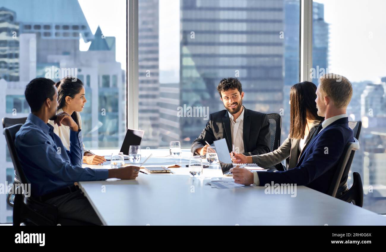 International professional business team people at group meeting table ...