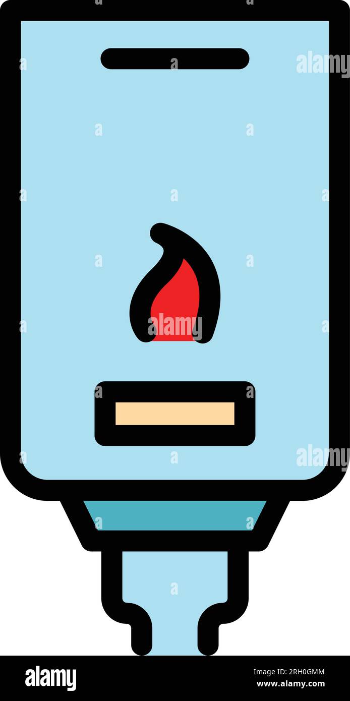 Gas boiler energy icon outline vector. Home heater. Water hot color ...