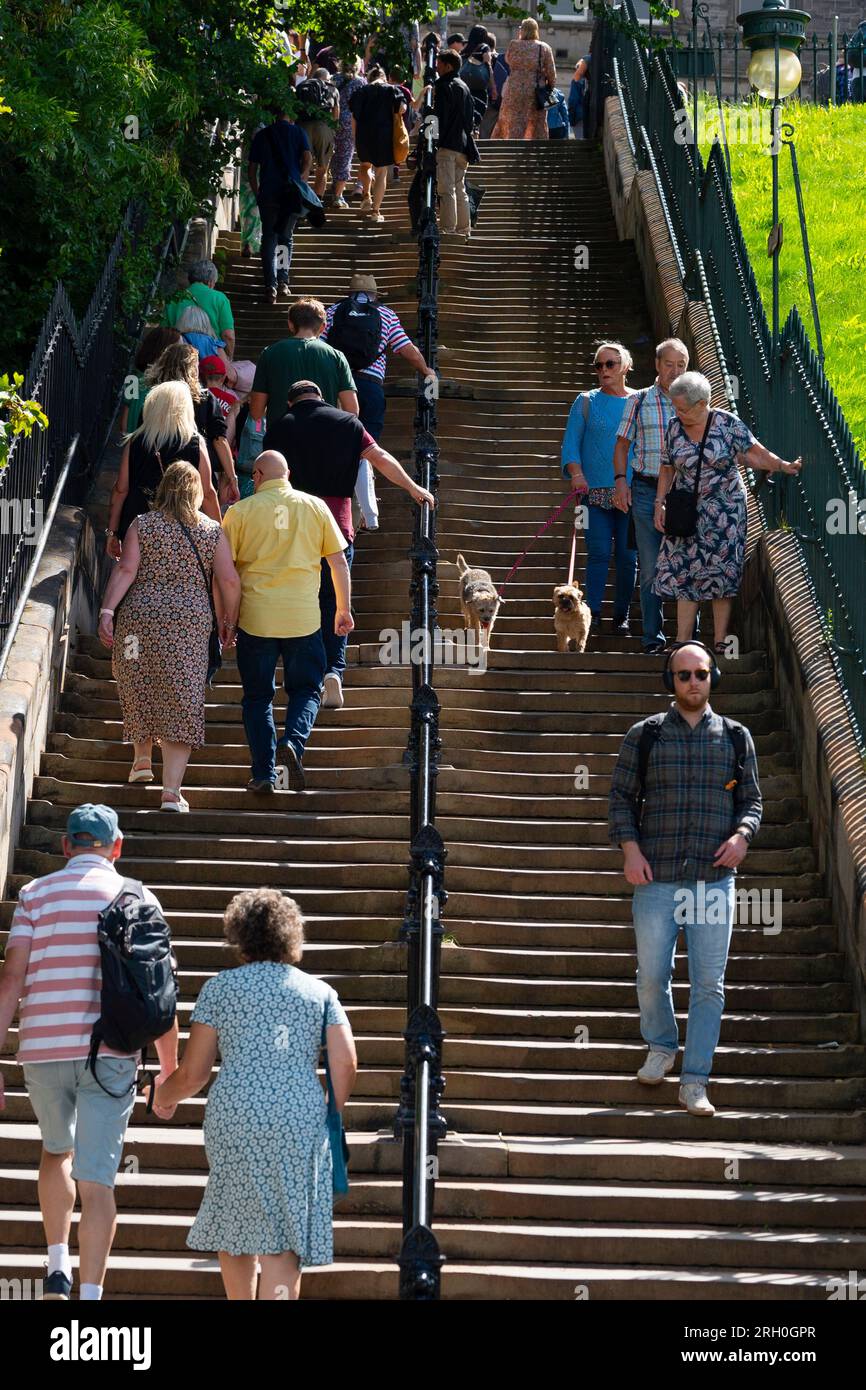 People climbing the refurbished Playfair Steps on The mound in ...