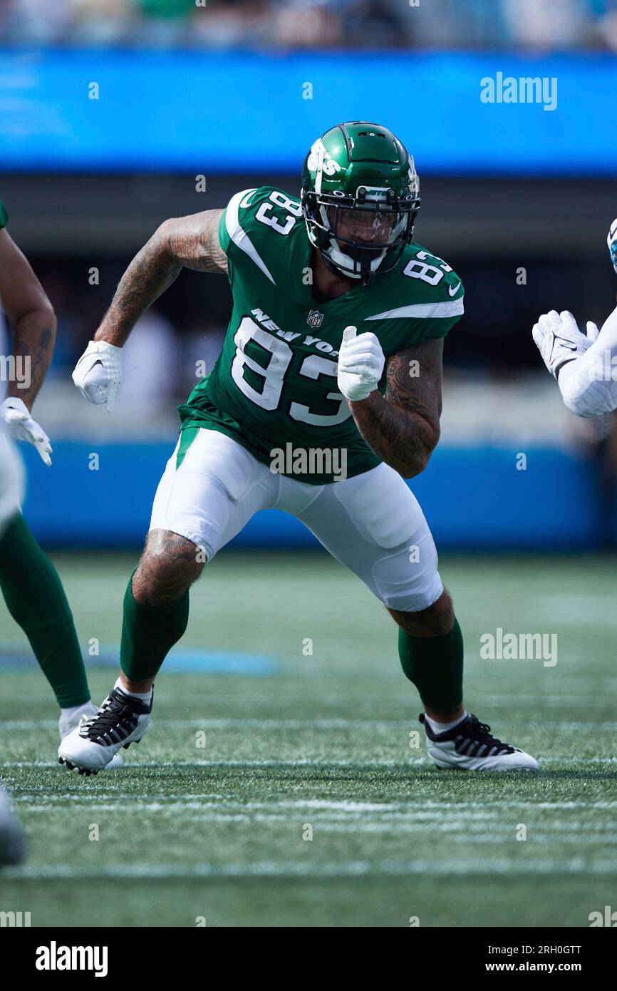 New York Jets tight end Tyler Conklin (83) runs a play during an NFL ...