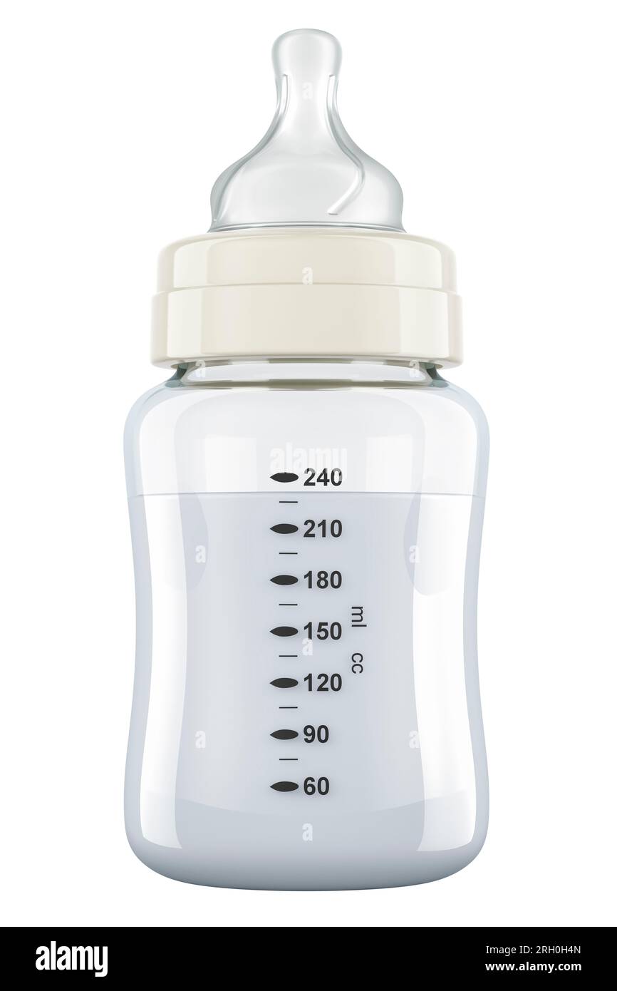 Baby bottle with infant formula, 3D rendering isolated on white ...