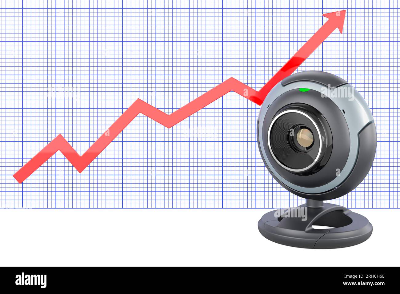 Webcam with growing chart, 3D rendering isolated on white background ...