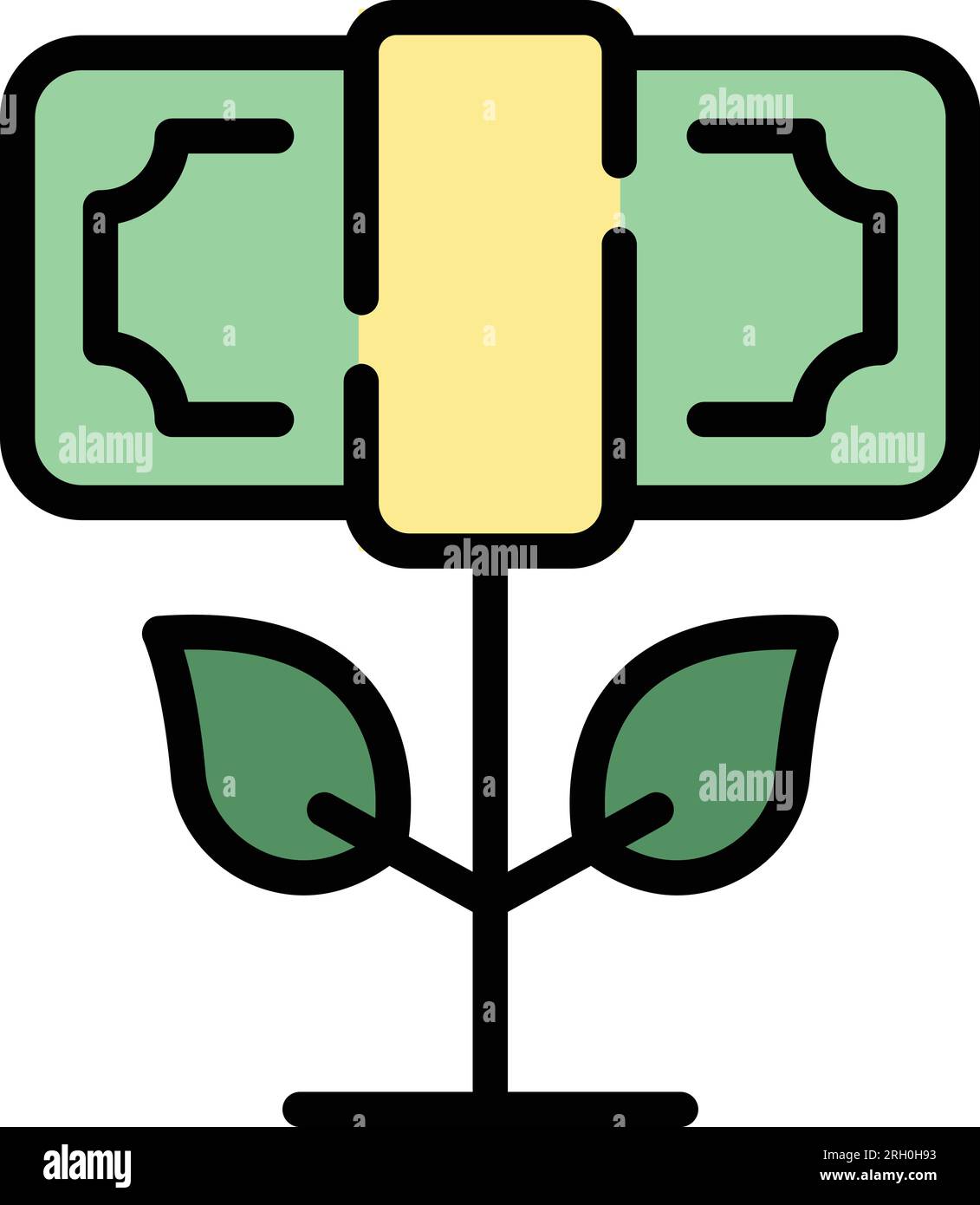 Money grow plant icon outline vector. Finance business. Market people ...