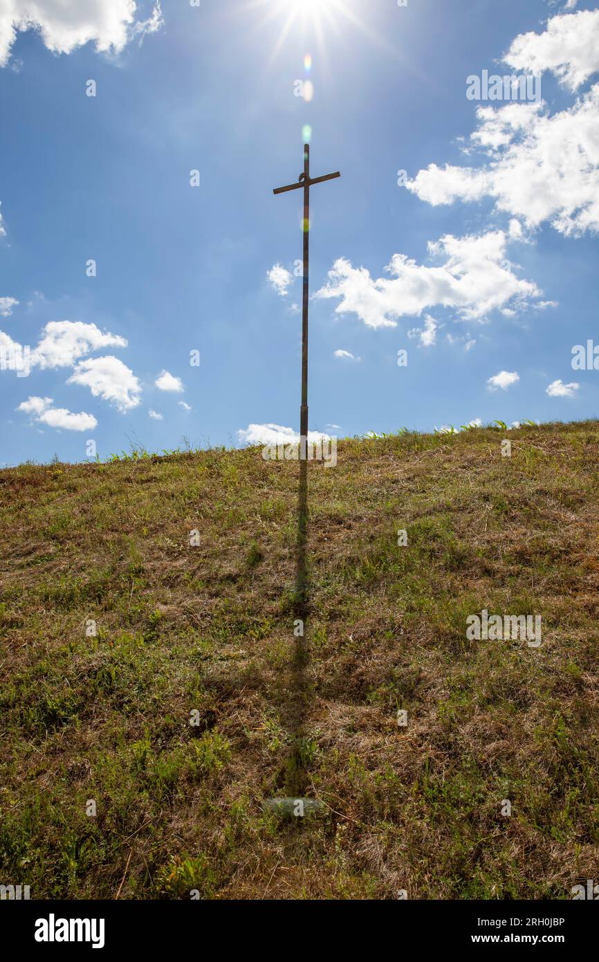 religious catholic metal cross in nature, catholic christian metal ...
