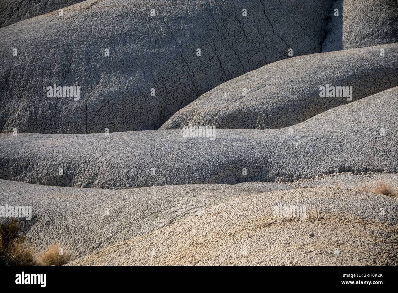 Horizontal photograph of the winding arid and desert landscape of ...