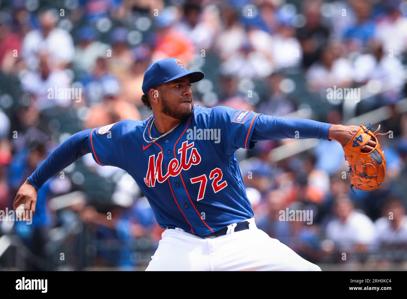 Aug 12 2023; New York City, New York, New York Mets pitcher Denyi Reyes ...