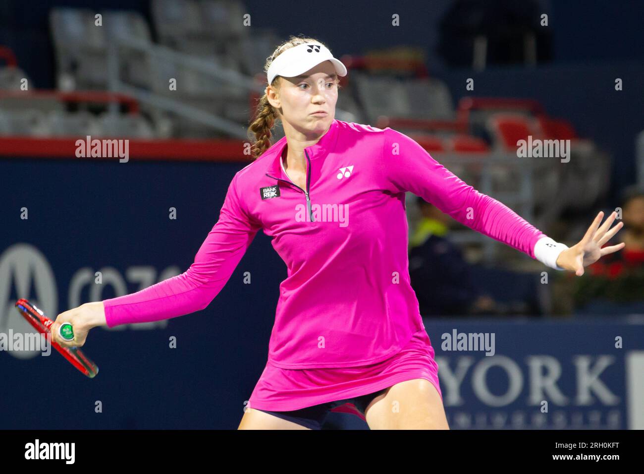 August 11, 2023: Elena Rybakina (KAZ) tracks the ball during the WTA ...