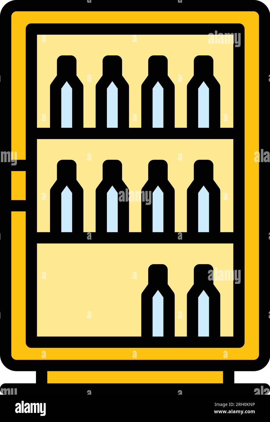 Winery store cabinet icon outline vector. Wine shelf. Wood bar color ...