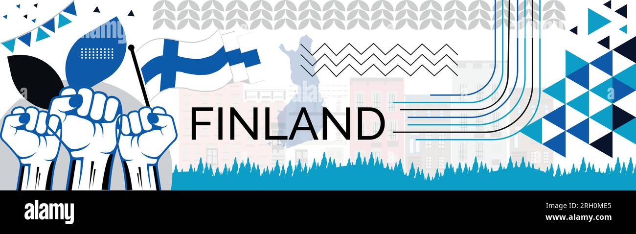 FINLAND Map and raised fists. National day or Independence day design ...