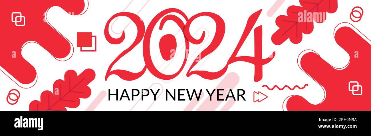 happy new year 2024 text design with modern calligraphy and dark ...