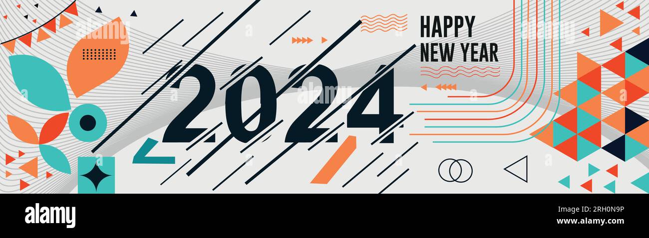 happy new year 2024 text design with modern calligraphy and dark ...