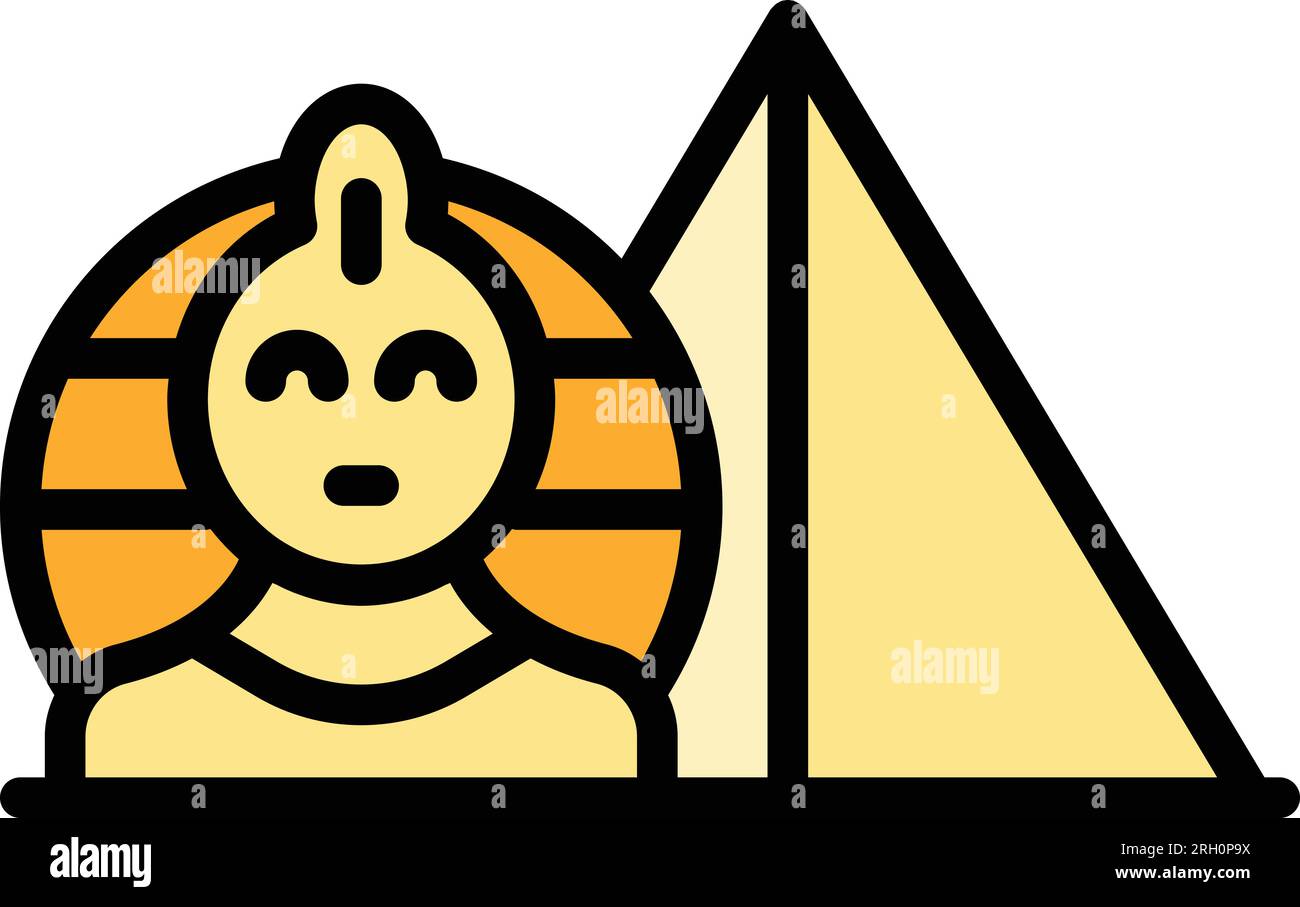 Pharaoh pyramid icon outline vector. Ancient egypt. Cairo desert color ...