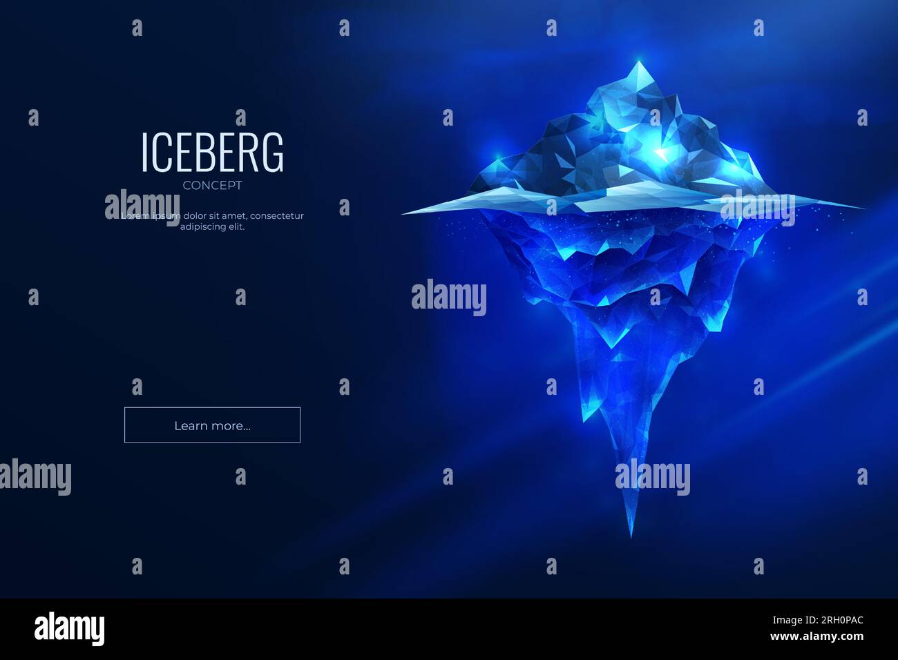 Digital iceberg. Glacier ice rock in ocean. Climate warming. Antarctica ...