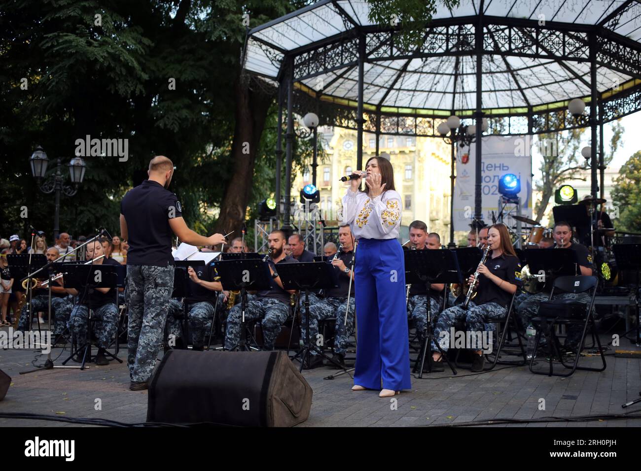 Odessa, Ukraine. 12th Aug, 2023. Yulia Timinska (singer) and artists of ...