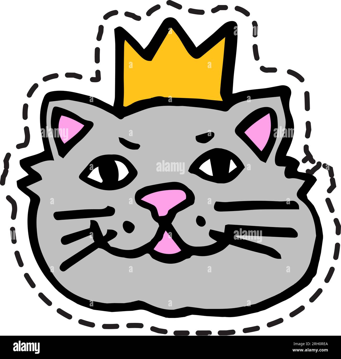 Cute doodle cat crown Stock Vector Images - Alamy