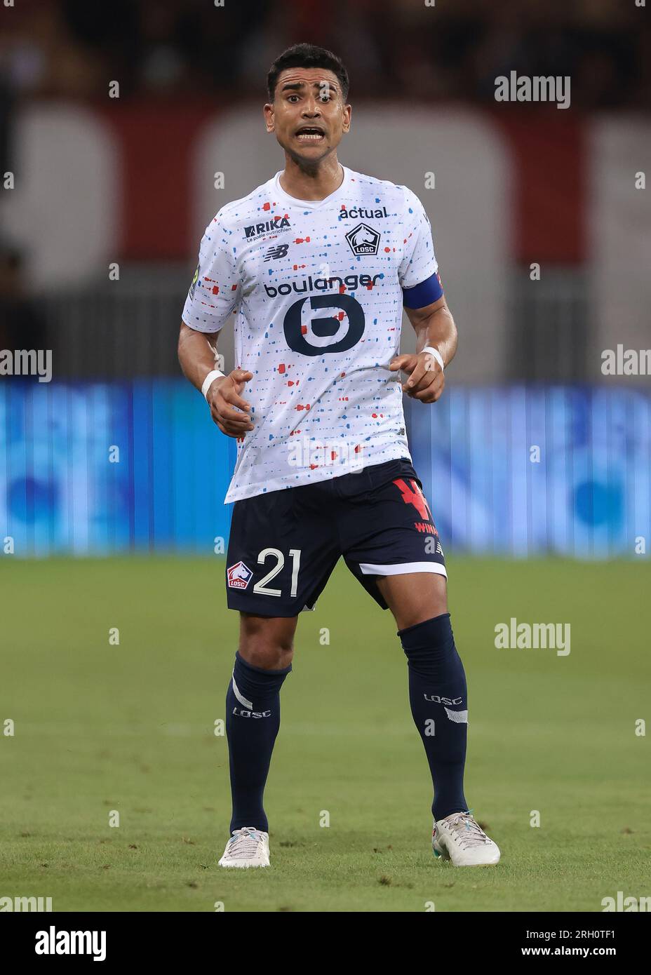 Nice, France. 11th Aug, 2023. Benjamin Andre of LOSC Lille reacts ...