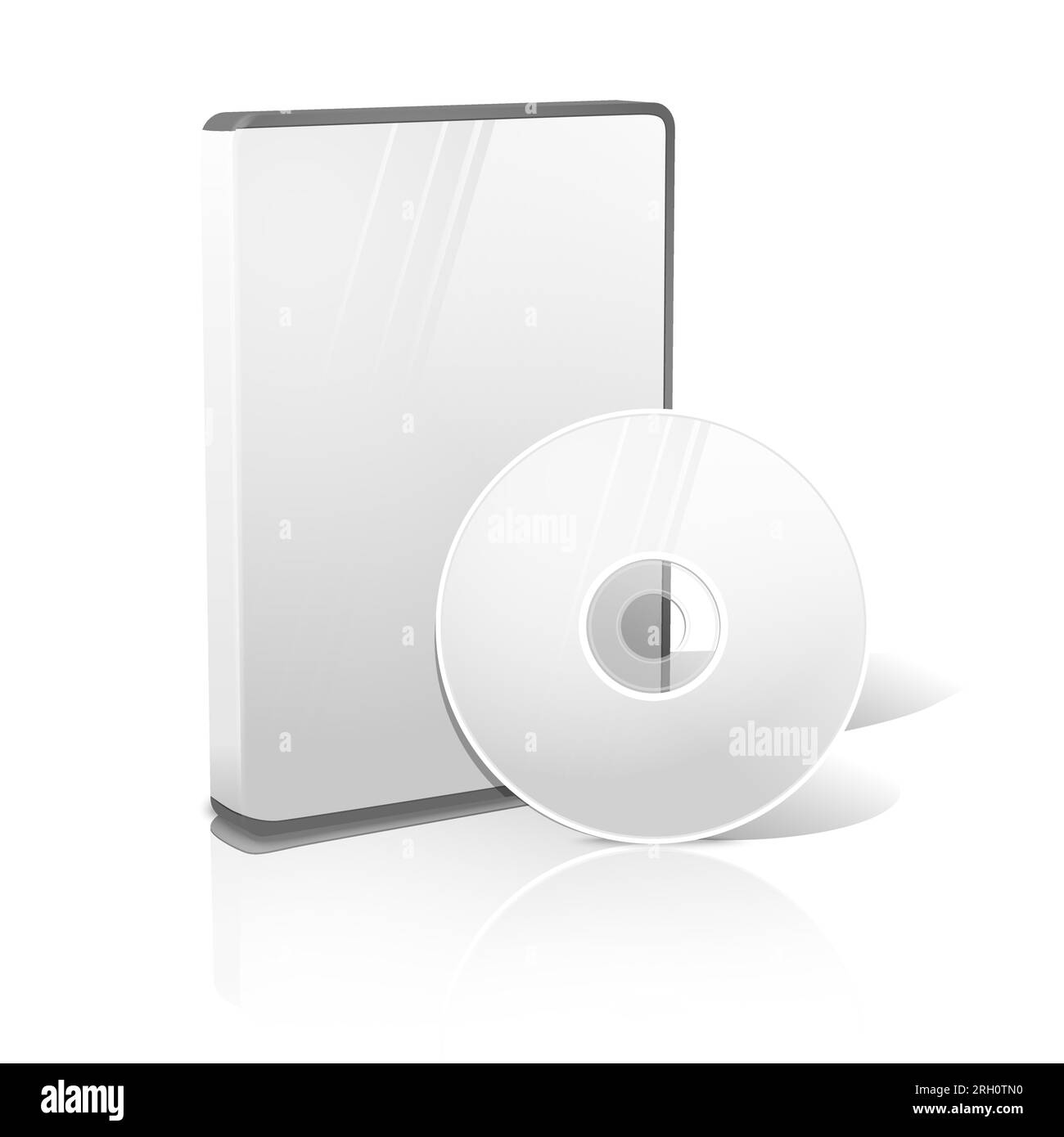 White realistic isolated DVD, CD, Blue-Ray case with DVD, CD disk on ...