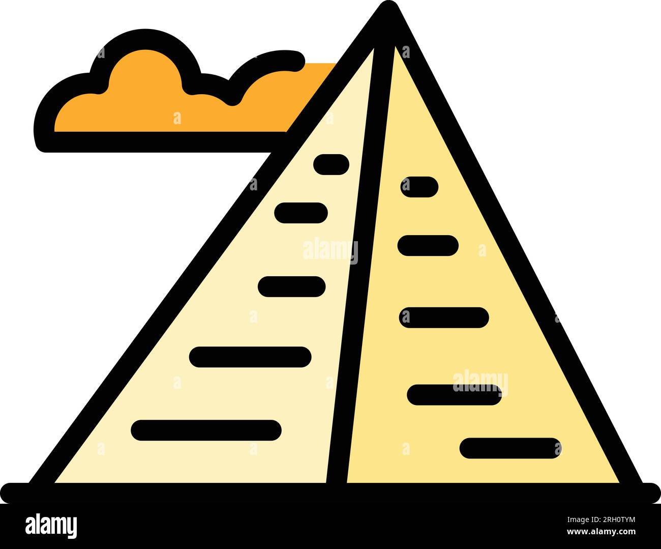 Cairo pyramid icon outline vector. Egypt desert. Sand sun color flat ...