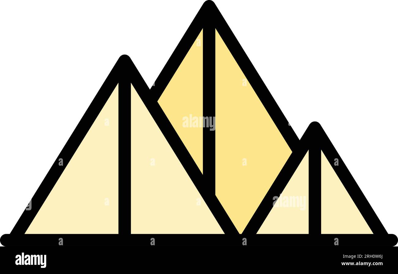 Landscape pyramid icon outline vector. Cairo desert. Ancient sand color ...