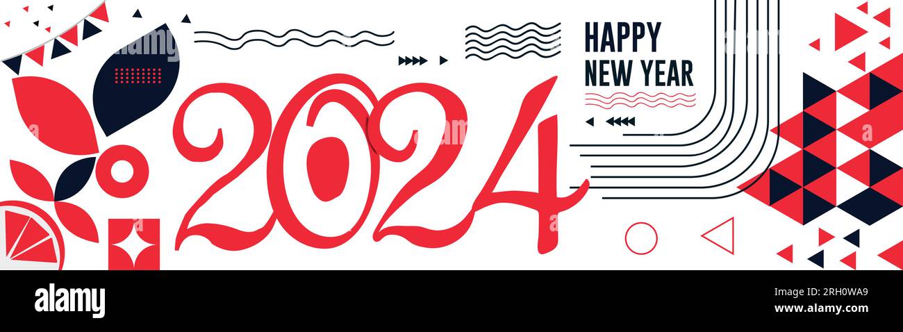 happy new year 2024 text design with modern calligraphy and dark ...