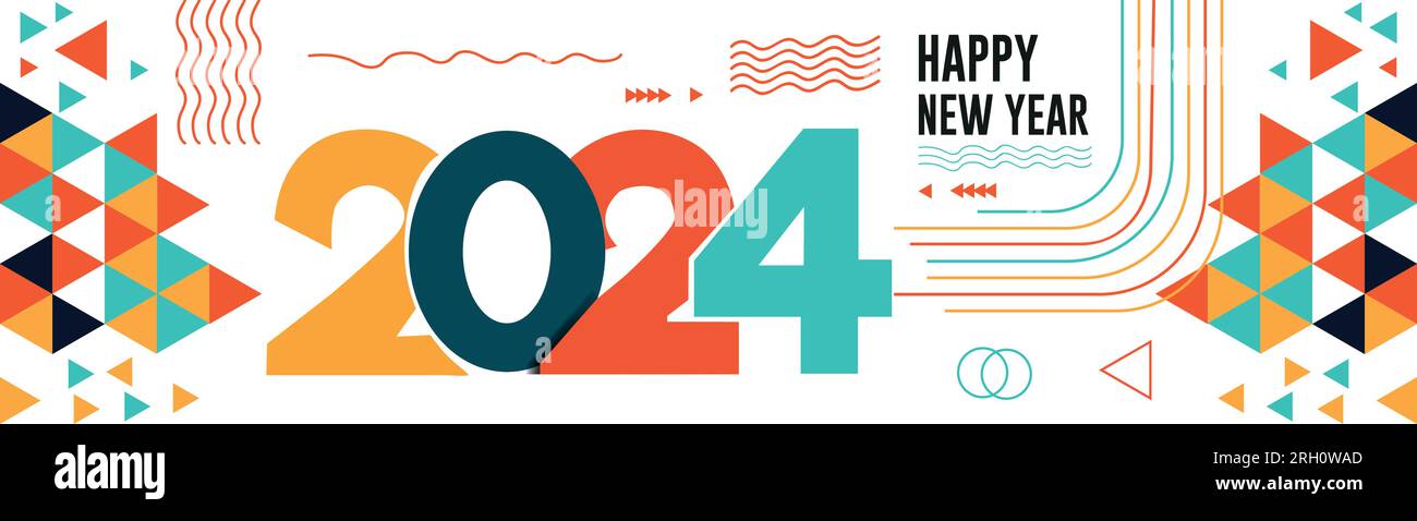 happy new year 2024 text design with modern calligraphy and dark ...