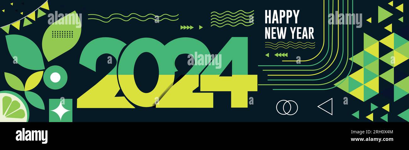 happy new year 2024 text design with modern calligraphy and dark ...