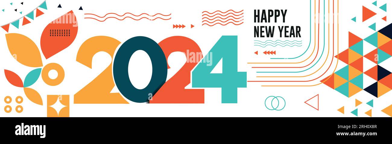 happy new year 2024 text design with modern calligraphy and dark ...