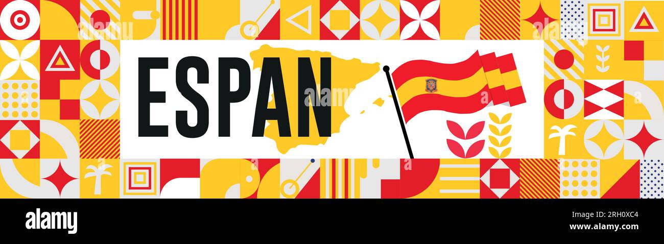 Spanish national day banner design. Spanish flag and map theme with ...