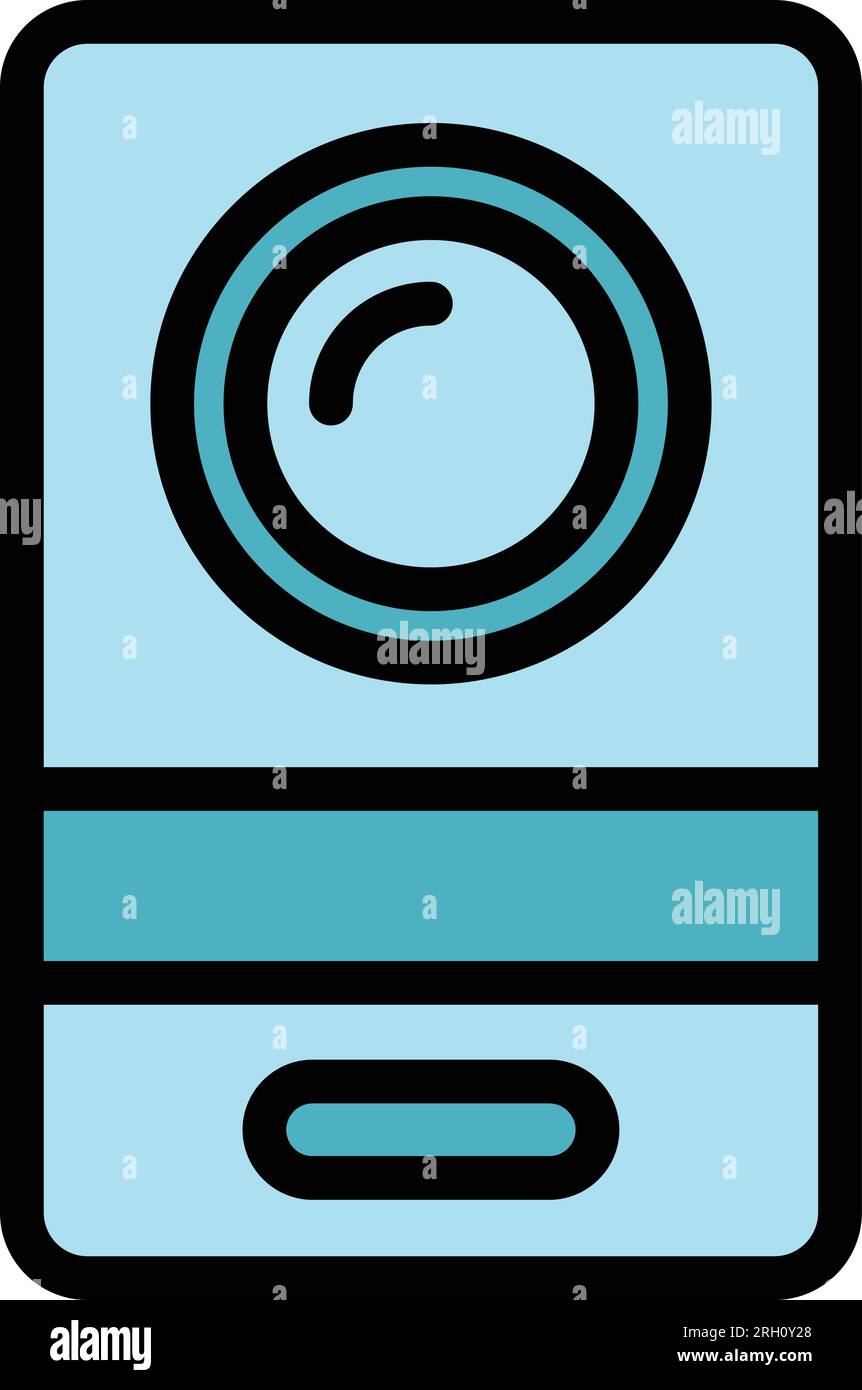 Digital video intercom icon outline vector. Door system. Bell camera ...