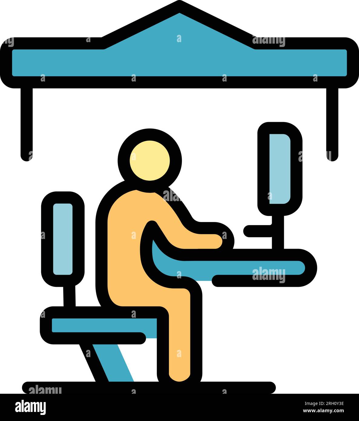Workplace self isolation icon outline vector. Home coronavirus. People ...