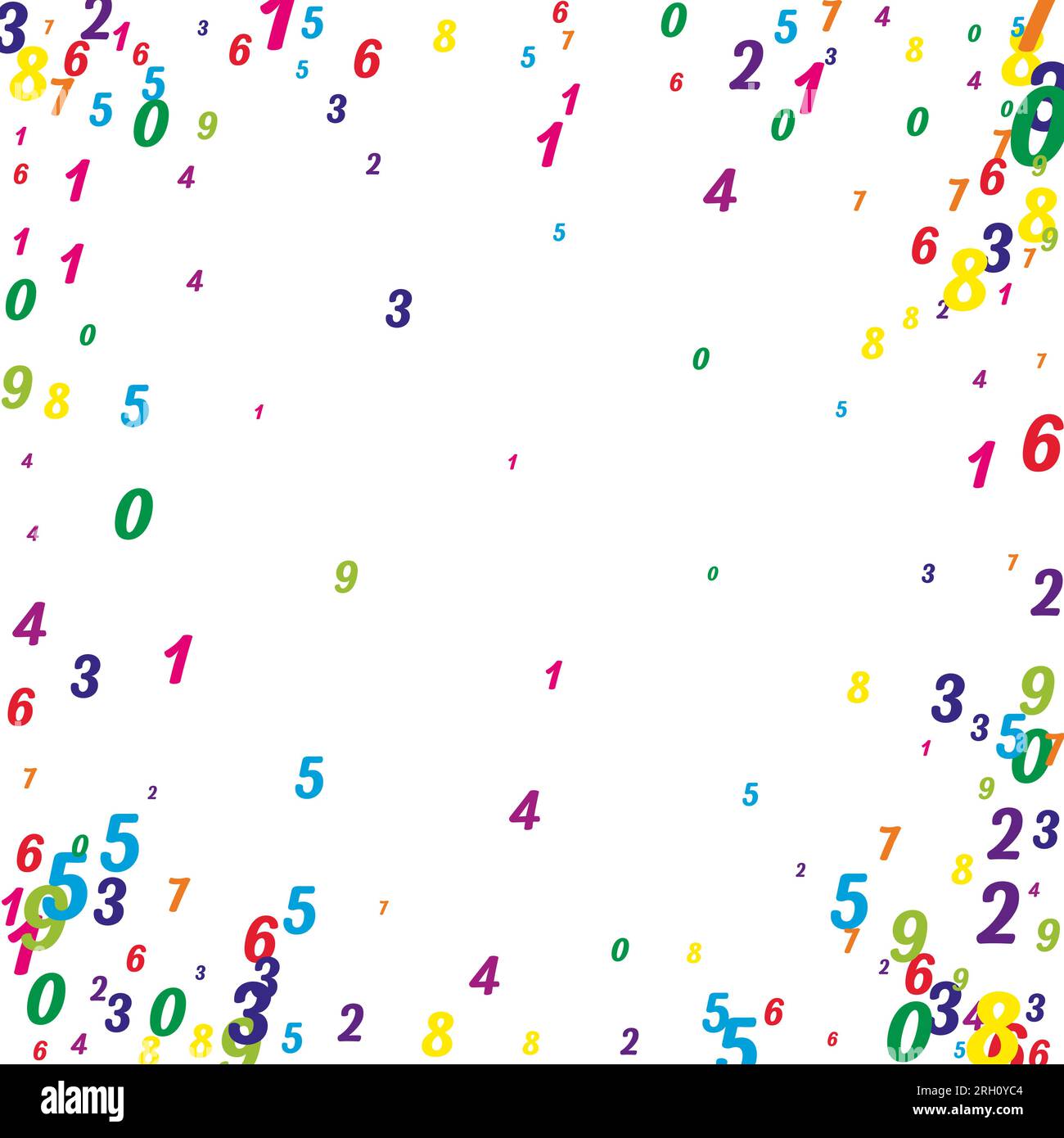 School math notebook cover. Colorful childish numbers floating in the ...